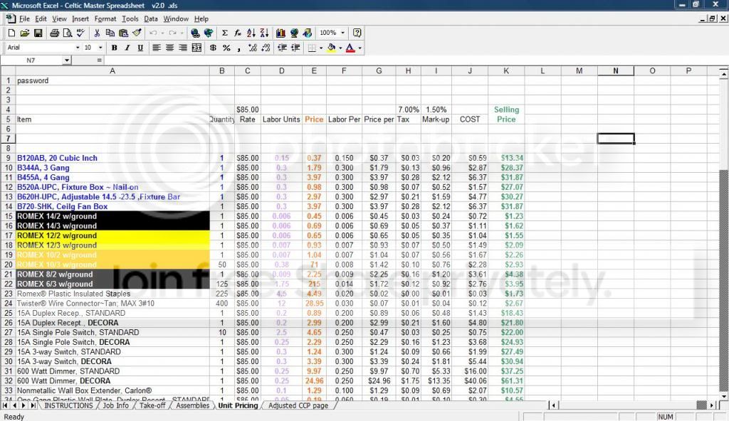 Flat Rate Templates for Excel 2003 | Electrician Talk